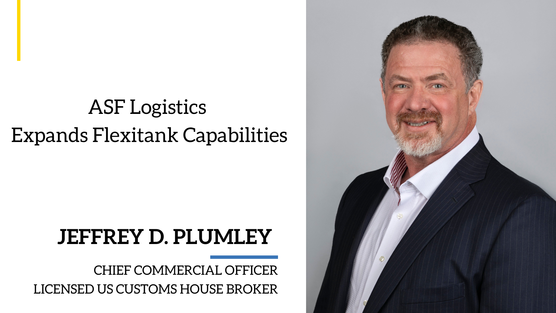 ASF Logistics Expands Flexitank Capabilities, Led by Jeff Plumley, CCO